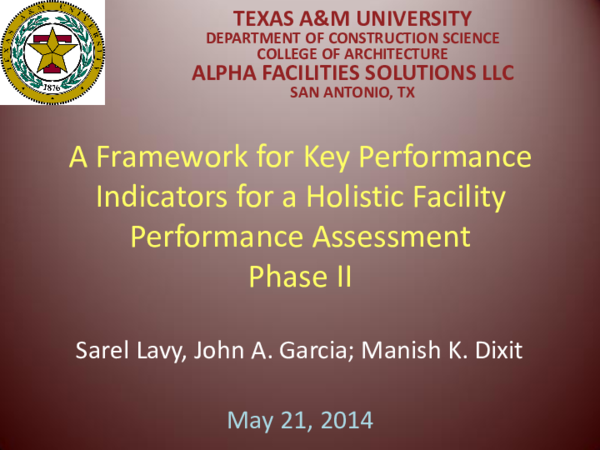 (PDF) A Framework for Key Performance Indicators for a Holistic ...