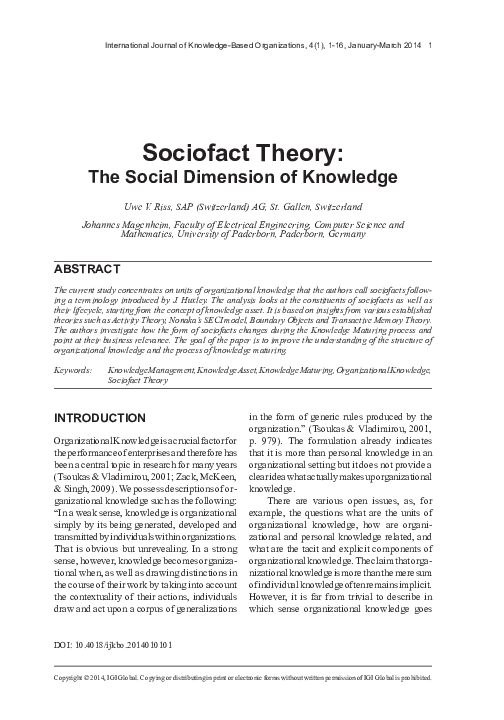 (PDF) Sociofact Theory