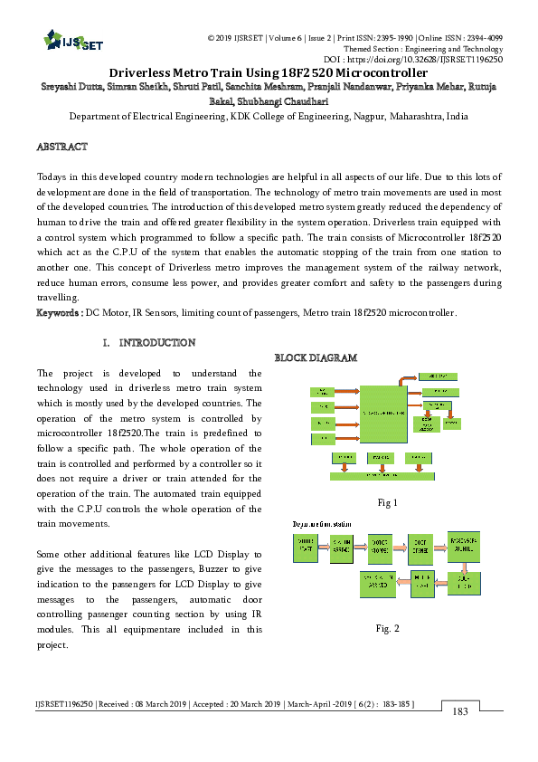 (PDF) Driverless Metro Train Using 18F2520 Microcontroller
