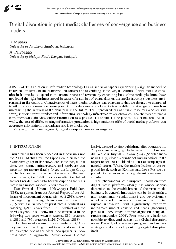 (PDF) Digital disruption in print media: challenges of convergence and ...
