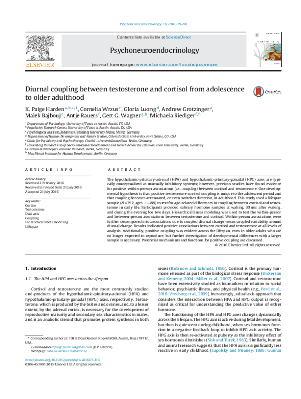 (PDF) Diurnal coupling between testosterone and cortisol from ...