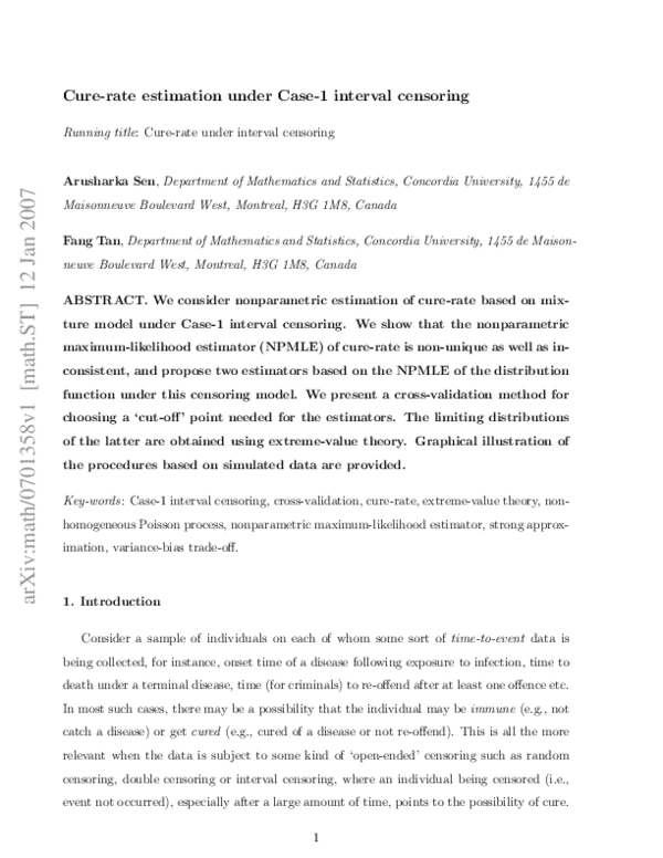 (PDF) Cure-rate estimation under Case-1 interval censoring