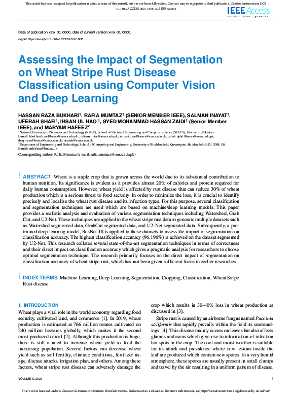 Pdf Assessing The Impact Of Segmentation On Wheat Stripe Rust Disease Classification Using