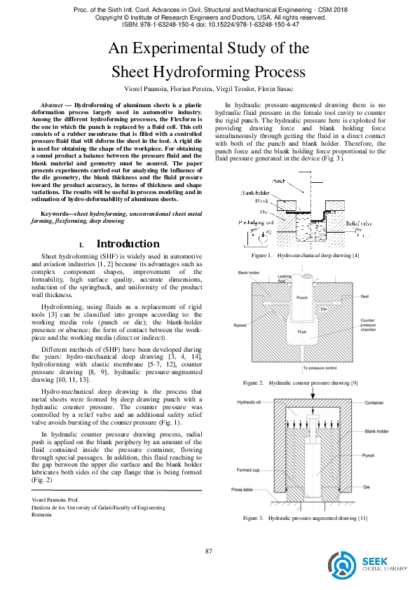 (PDF) An Experimental Study of the Sheet Hydroforming Process