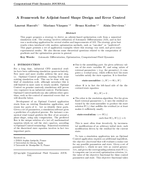 (PDF) A framework for adjoint-based shape design and error control