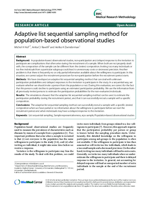 (PDF) Adaptive list sequential sampling method for population-based observational studies ...