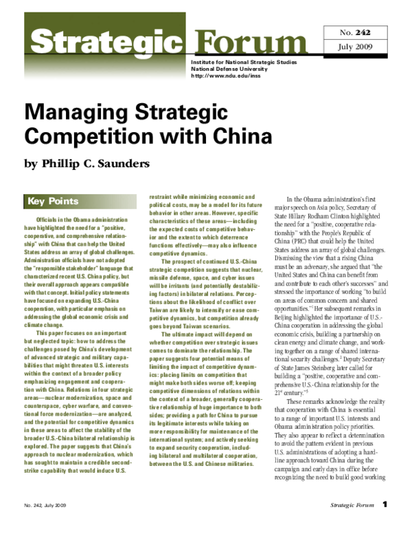 (PDF) Managing Strategic Competition with China