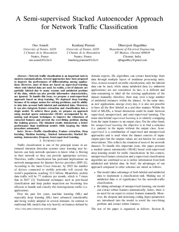 (PDF) A Semi-supervised Stacked Autoencoder Approach for Network Traffic Classification ...