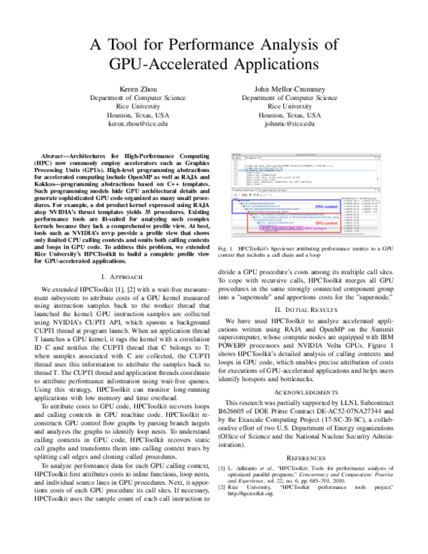 (PDF) A Tool for Performance Analysis of GPU-Accelerated Applications