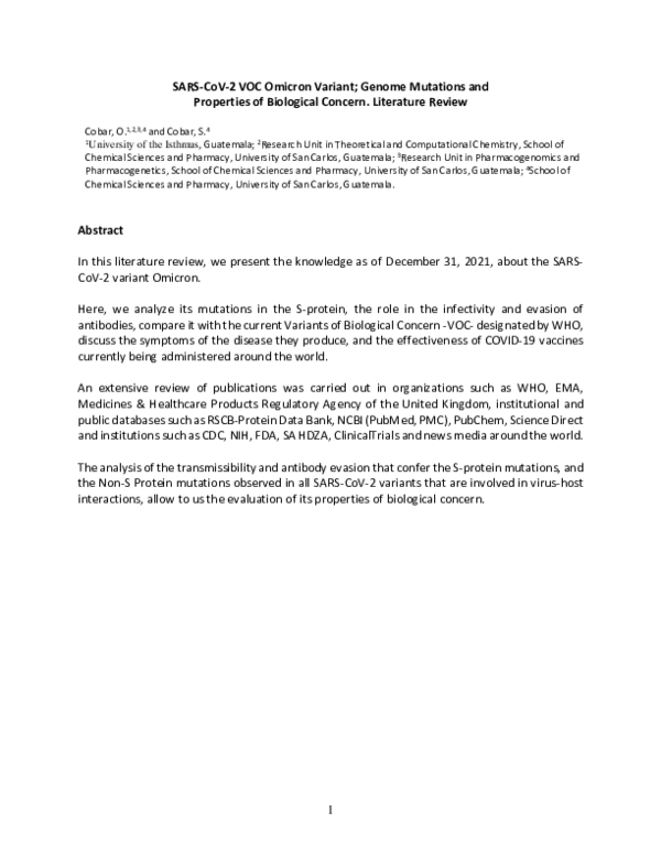 (PDF) SARS-CoV-2 VOC Omicron Variant; Genome Mutations and Properties ...