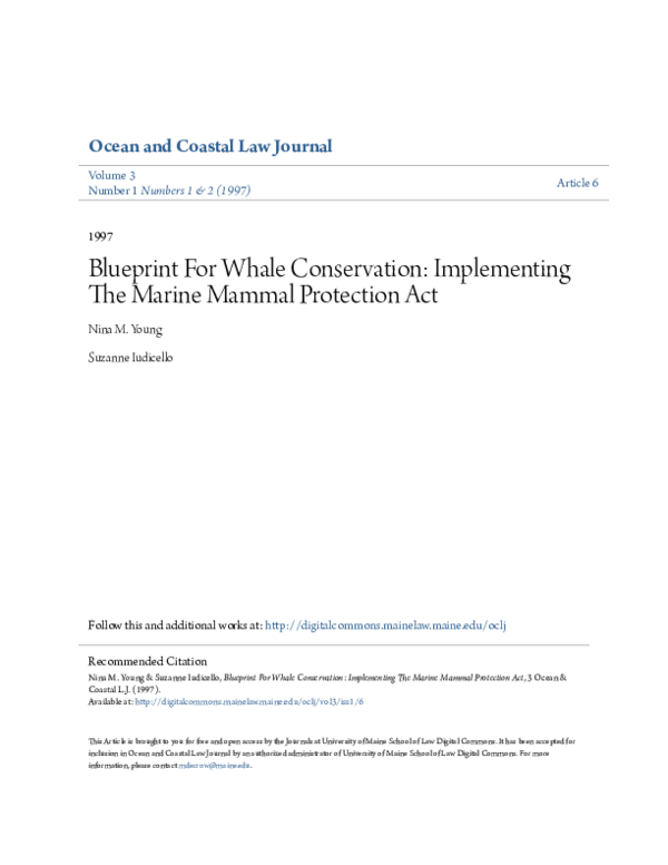 (PDF) Blueprint For Whale Conservation: Implementing The Marine Mammal ...