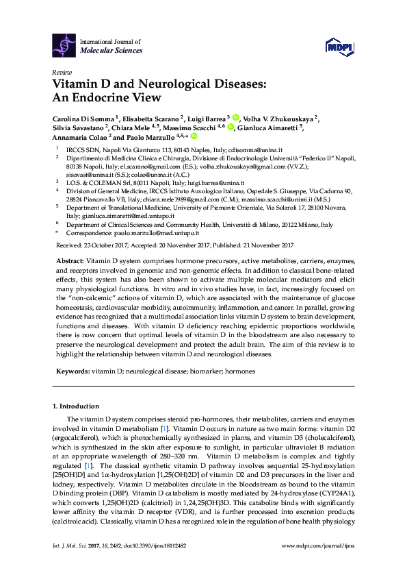 (PDF) Vitamin D and Neurological Diseases: An Endocrine View