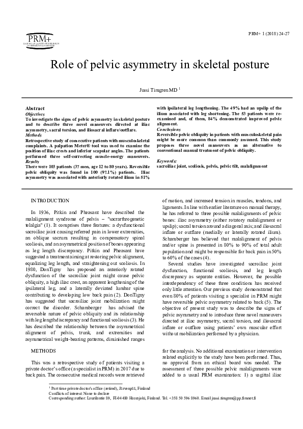 (PDF) Role of pelvic asymmetry in skeletal posture