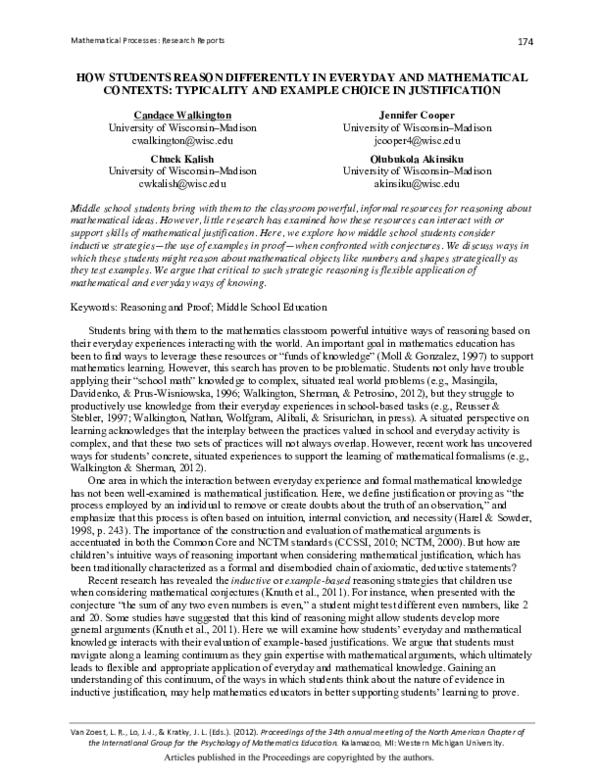 (PDF) How Students Reason Differently in Everyday and Mathematical ...