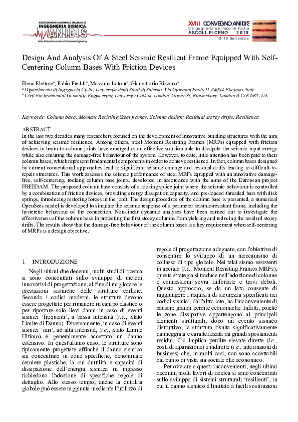 (PDF) Design and Analysis of a Steel Seismic Resilient Frame Equipped ...