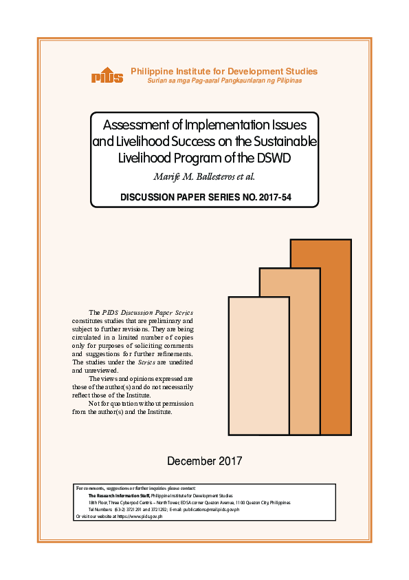 (PDF) Assessment of Implementation Issues and Livelihood Success on the ...