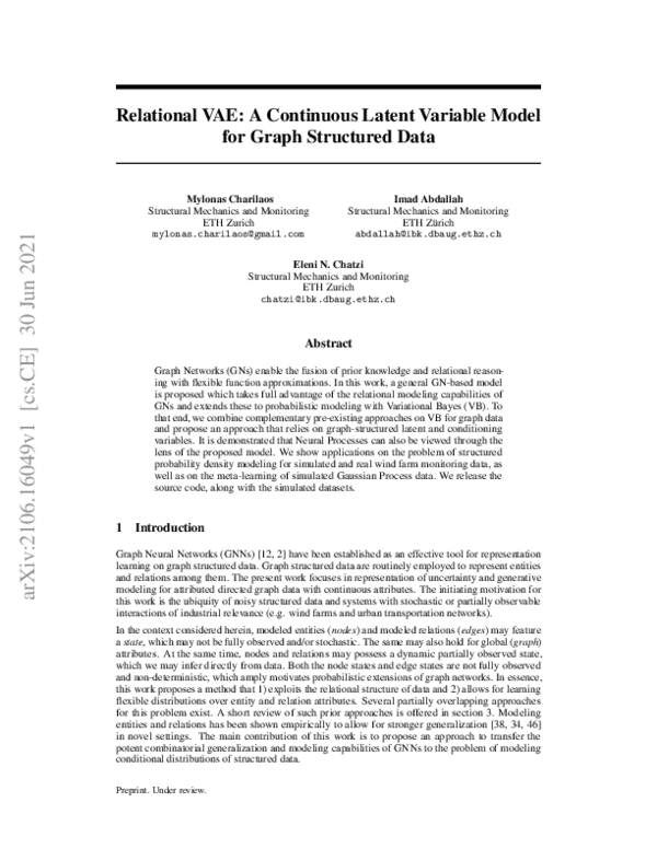 (PDF) Relational VAE: A Continuous Latent Variable Model for Graph ...