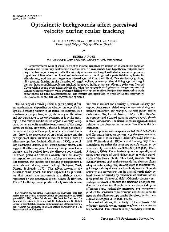 (PDF) Optokinetic backgrounds affect perceived velocity during ocular ...