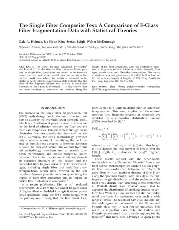 (PDF) The single fiber composite test: A comparison of E‐glass fiber ...