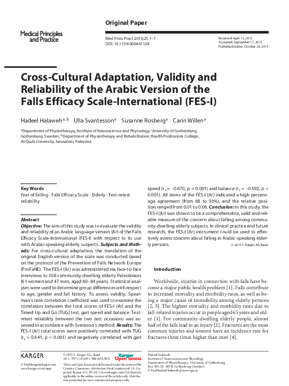 (PDF) Cross-Cultural Adaptation, Validity and Reliability of the Arabic ...