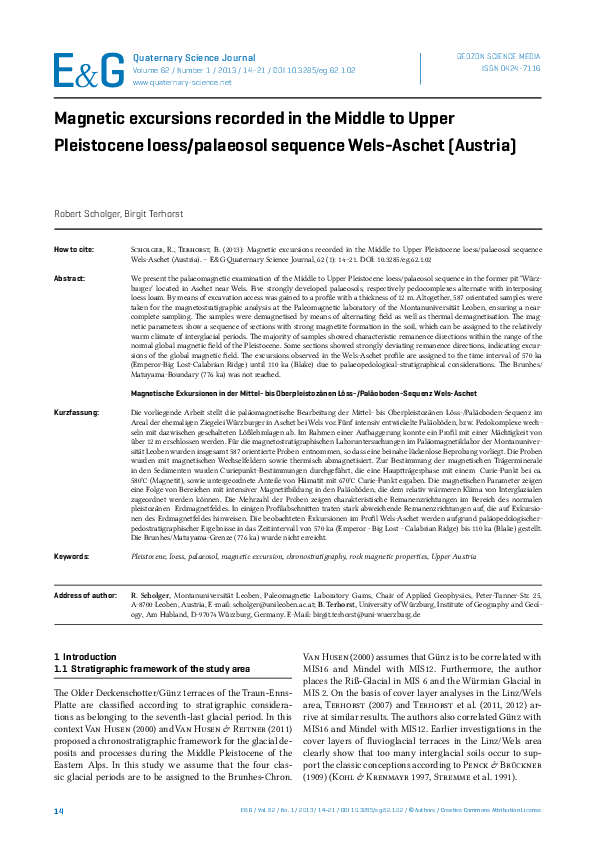 (PDF) Magnetic excursions recorded in the Middle to Upper Pleistocene ...