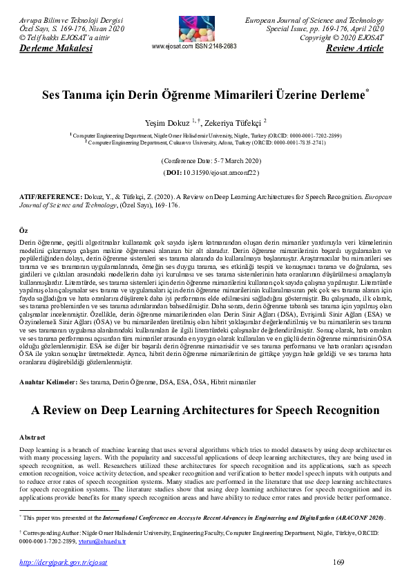 (PDF) A Review on Deep Learning Architectures for Speech Recognition