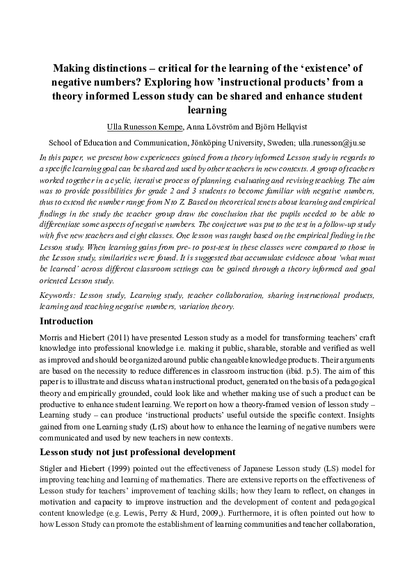 (PDF) Making distinctions – critical for the learning of the 'existence ...