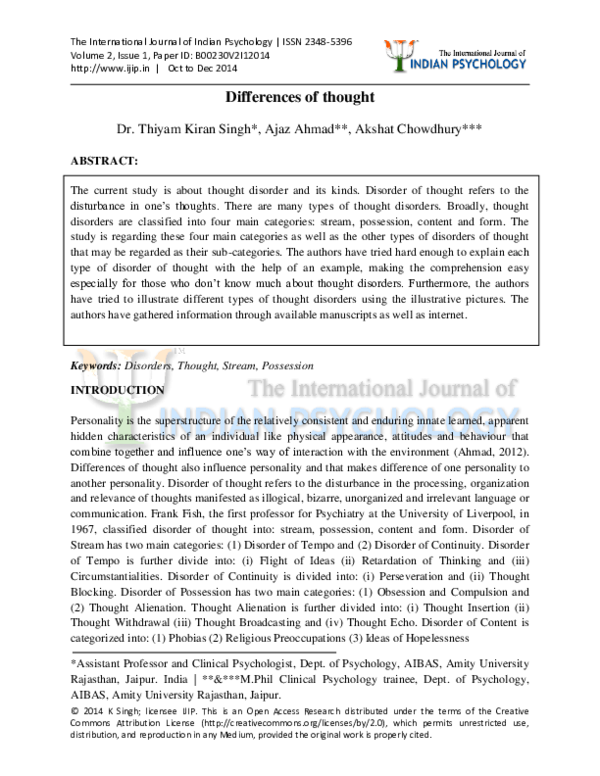 (PDF) Differences of thought