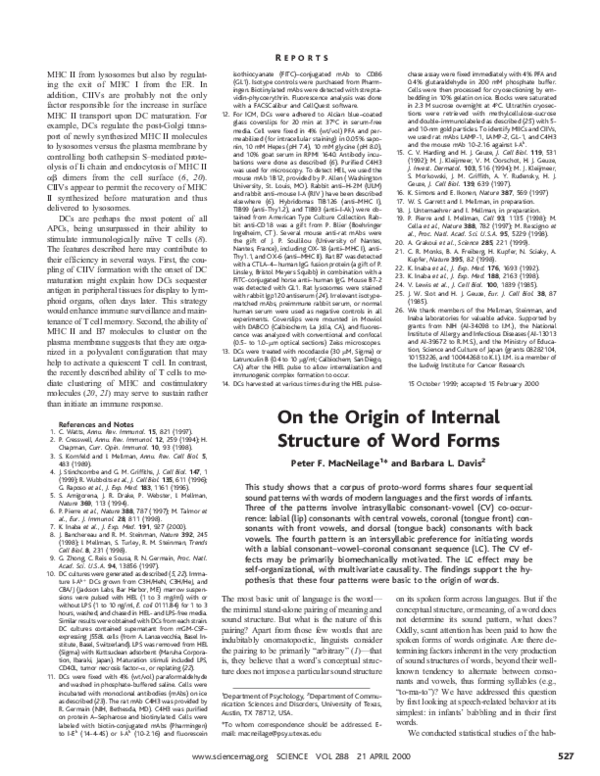 (PDF) On the origin of internal structure of word forms