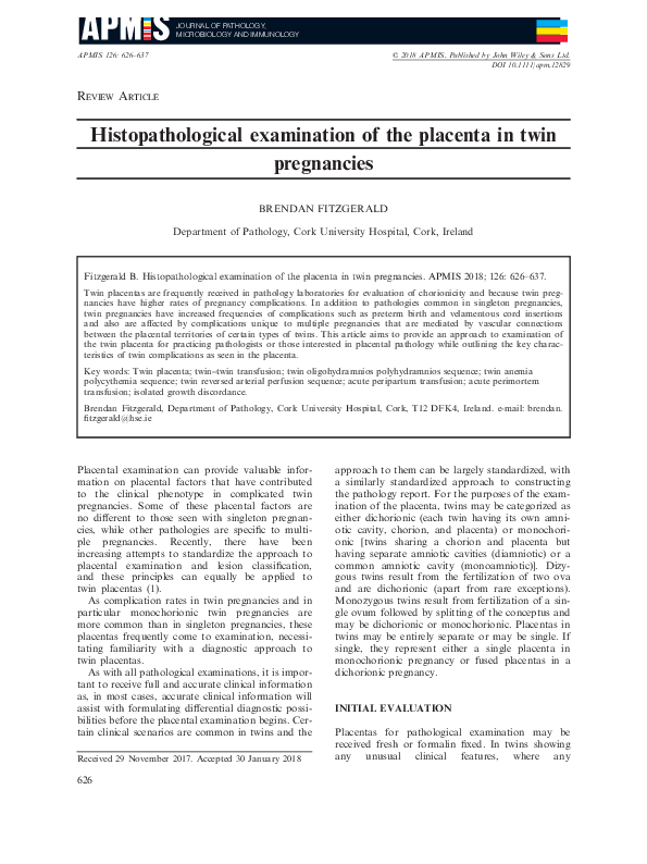 (PDF) Histopathological Examination of Placenta in Cases of ...