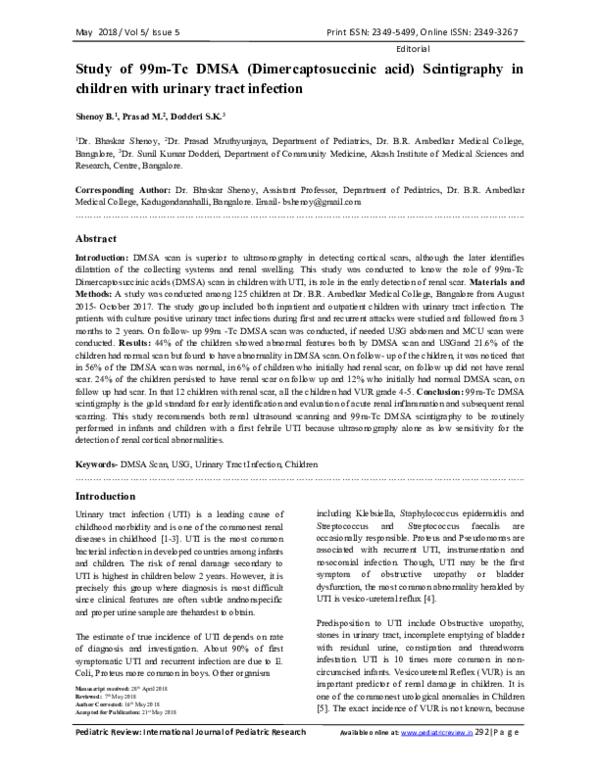 (PDF) Study of 99m-Tc DMSA (Dimercaptosuccinic acid) Scintigraphy in ...