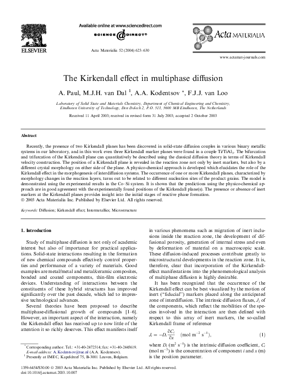 (PDF) The Kirkendall effect in multiphase diffusion