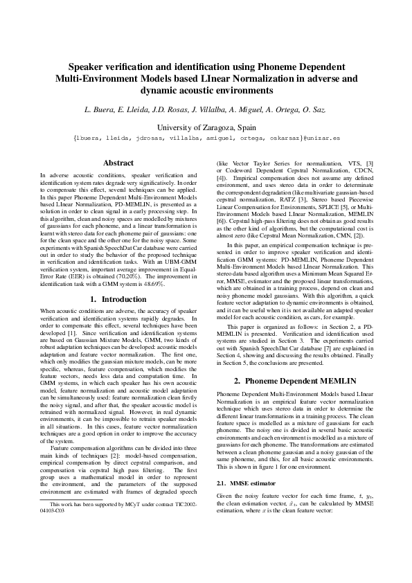 (PDF) Speaker verification and identification using Phoneme Dependent Multi-Environment Models ...