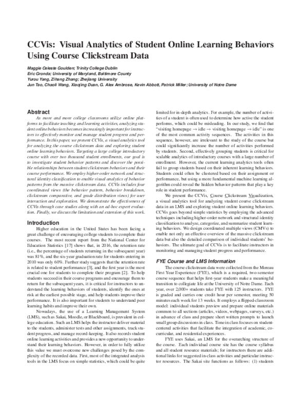 (PDF) CCVis: Visual analytics of student online learning behaviors using course clickstream data