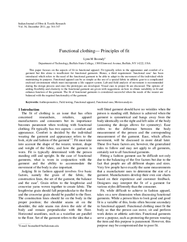 (PDF) Functional clothing— Principles of fit