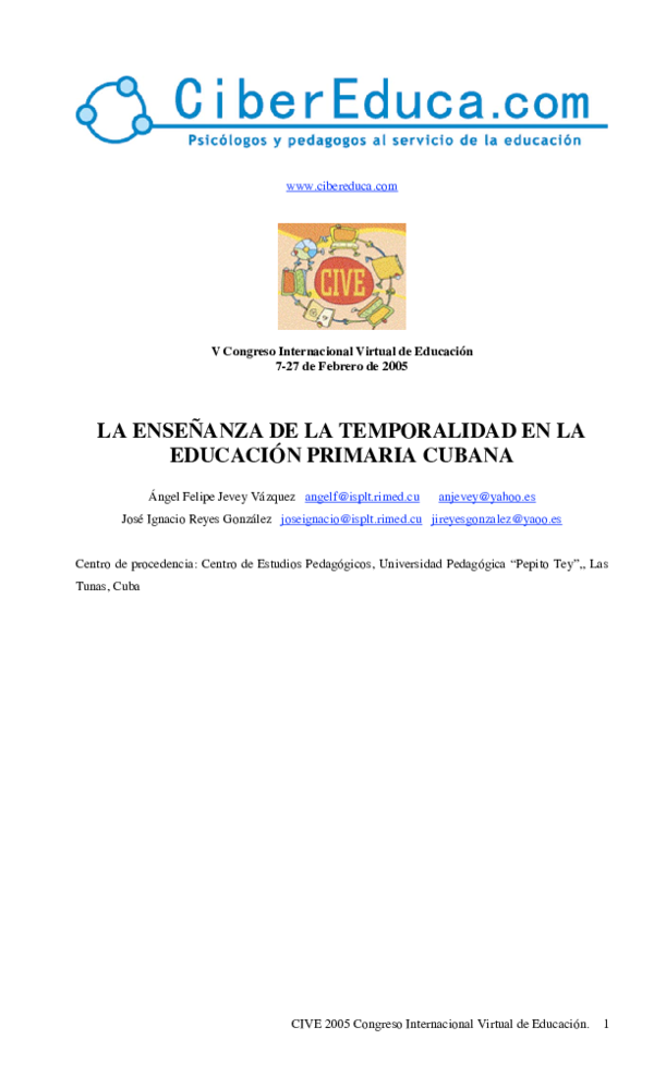 (PDF) La enseñanza de la temporalidad en la educación primaria cubana