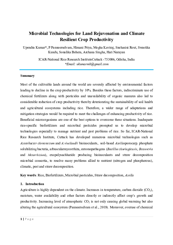 (PDF) Microbial Technologies for Land Rejuvenation and Climate ...