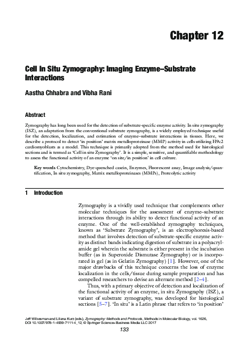 (PDF) Cell In Situ Zymography: Imaging Enzyme-Substrate Interactions