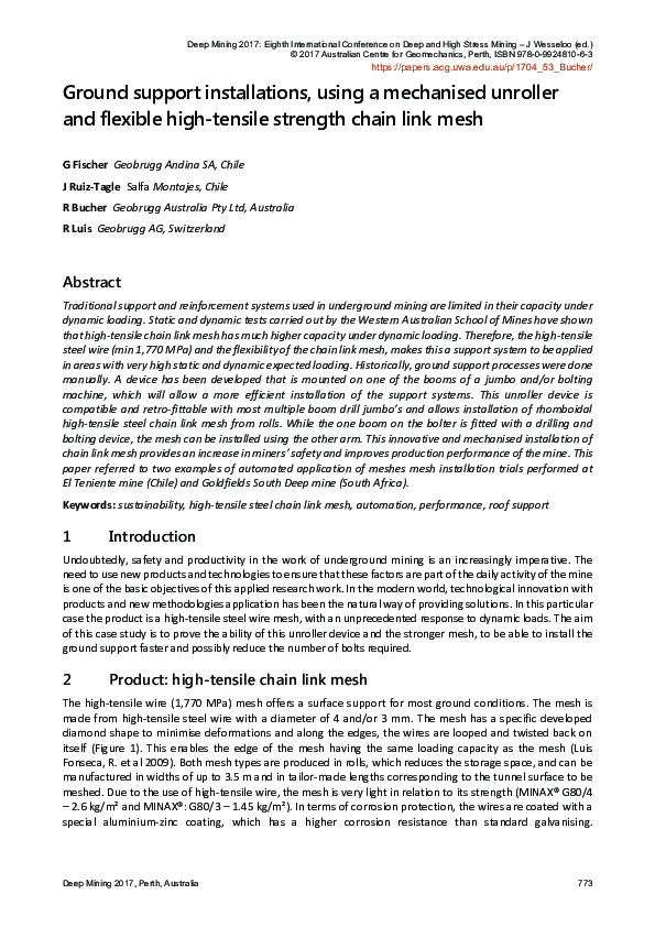 (PDF) Ground support installations, using a mechanised unroller and ...