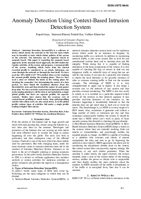 (PDF) Anomaly Detection Using Context-Based Intrusion Detection System