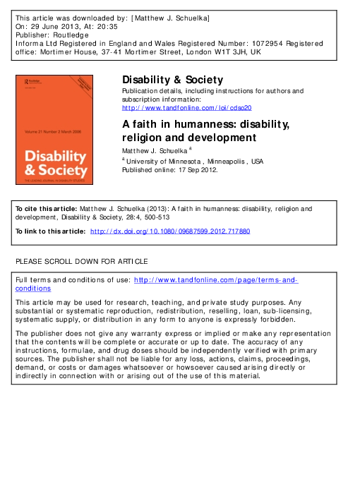 (PDF) Disability & Society