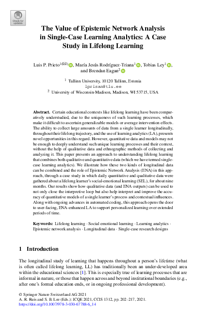 (PDF) The Value of Epistemic Network Analysis in Single-Case Learning Analytics: A Case Study in ...