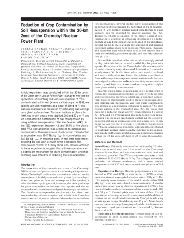 (PDF) Reduction of Crop Contamination by Soil Resuspension within the ...