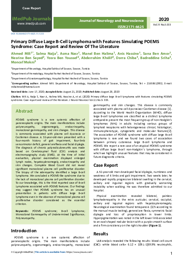 (PDF) Primary Diffuse Large B-Cell Lymphoma with Features Simulating ...