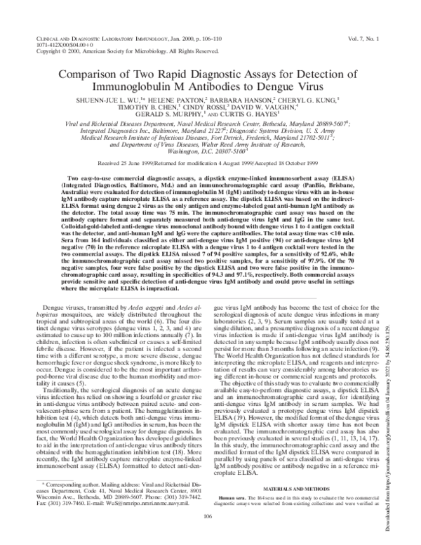 (PDF) Comparison of Two Rapid Diagnostic Assays for Detection of ...