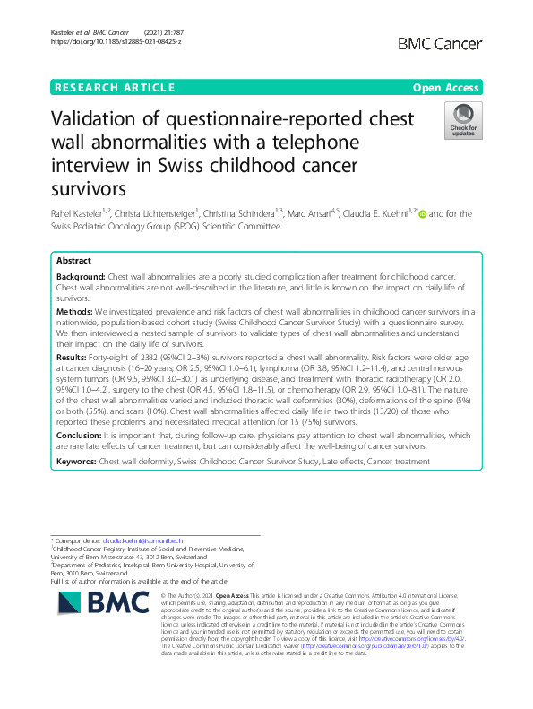 (PDF) Validation of questionnaire-reported chest wall abnormalities ...