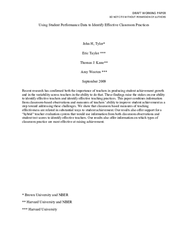 (PDF) Using Student Performance Data to Identify Effective Classroom Practices