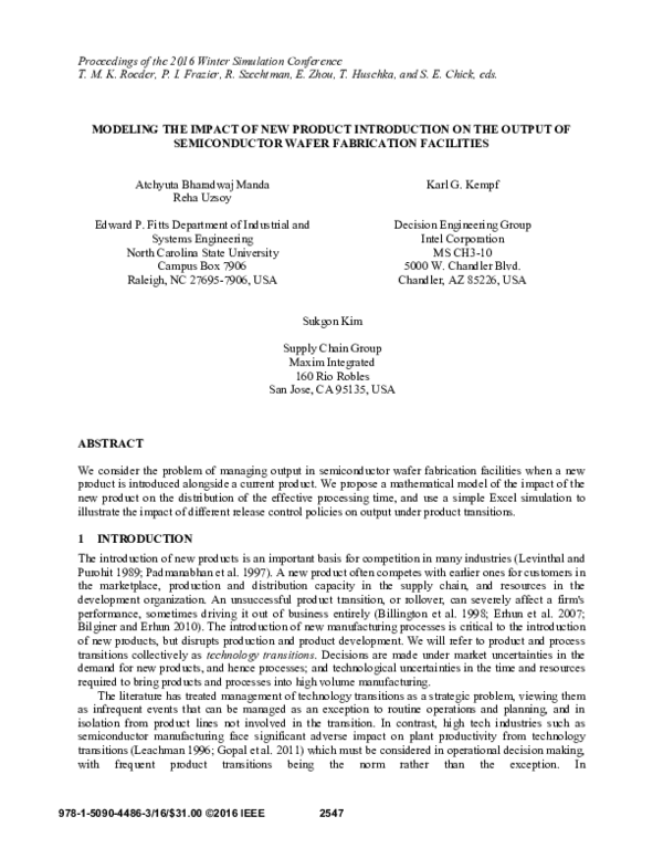 (PDF) Modeling the impact of new product introduction on the output of ...