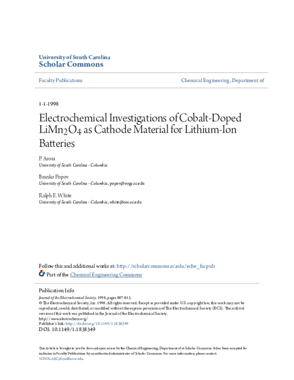 (PDF) Electrochemical Investigations of Cobalt‐Doped LiMnO as Cathode ...