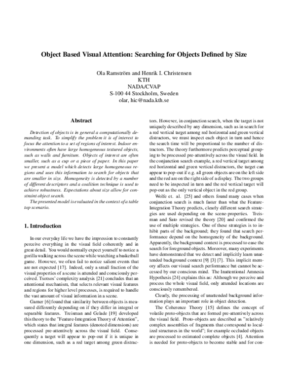 (PDF) Object based visual attention: Searching for objects defined by size